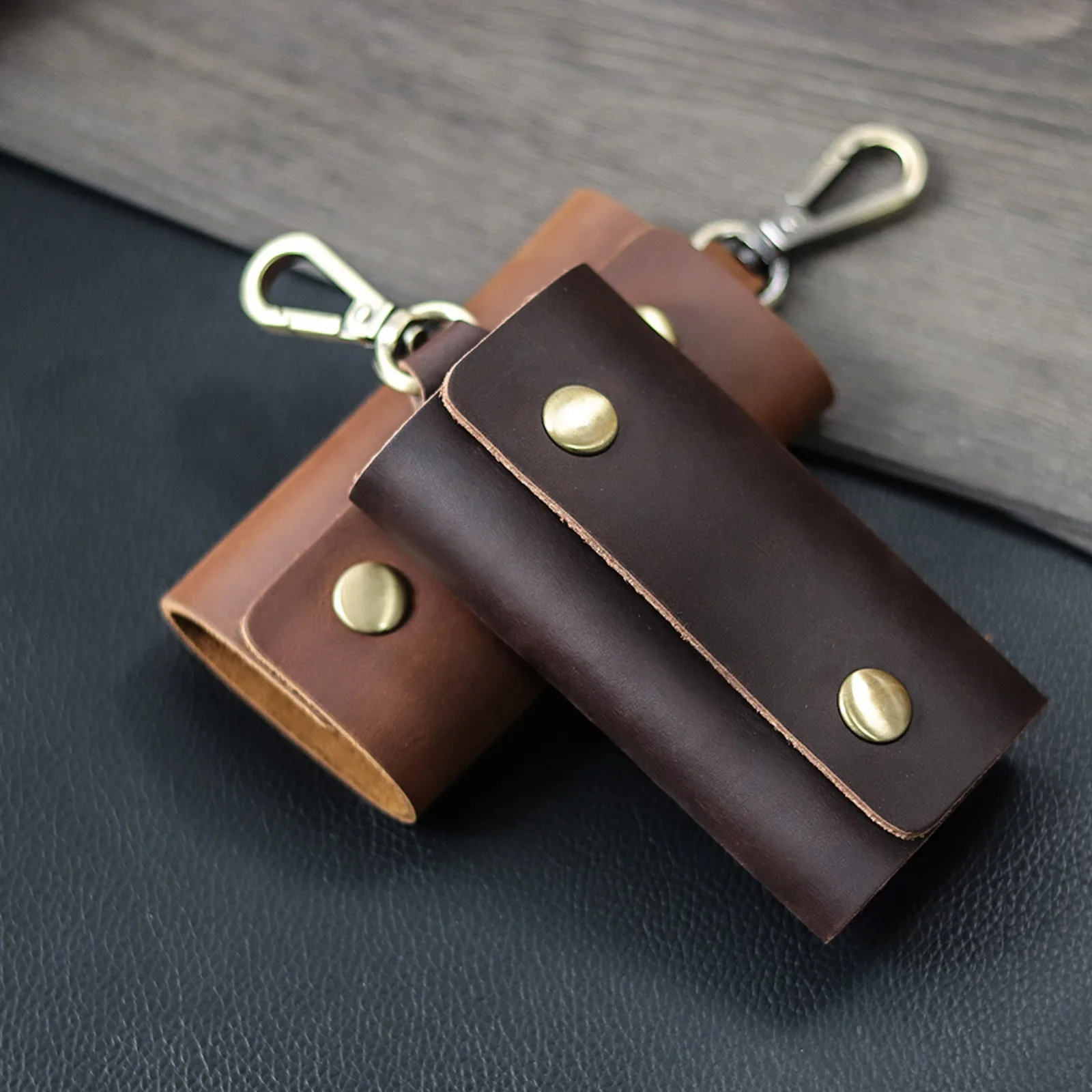 Genuine Leather Key Holder Case Vintage Leather Household Anti-lost ...