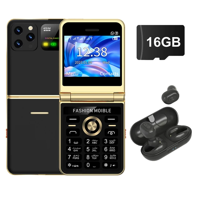 SERVO P20 Ultra Thin New Folding Mobile Phone GSM 4 SIM Standby 2.4 ...