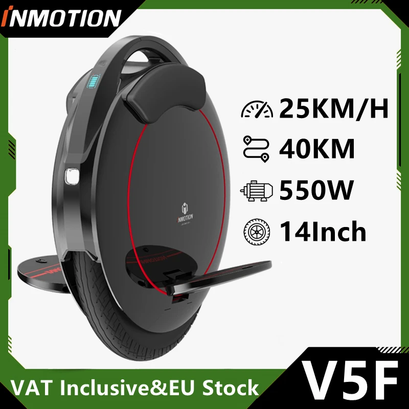 EU STOCK Inmotion V5F Electric Unicycle 25KM/H Speed 14Inch Pneumatic ...