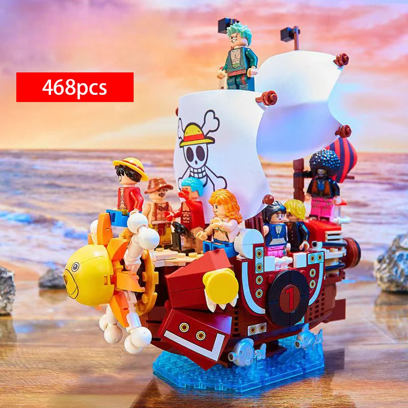 One-Piece-Thousand-Sunny-Building-Block-figura-de-Anime-Luffy-Roronoa ...