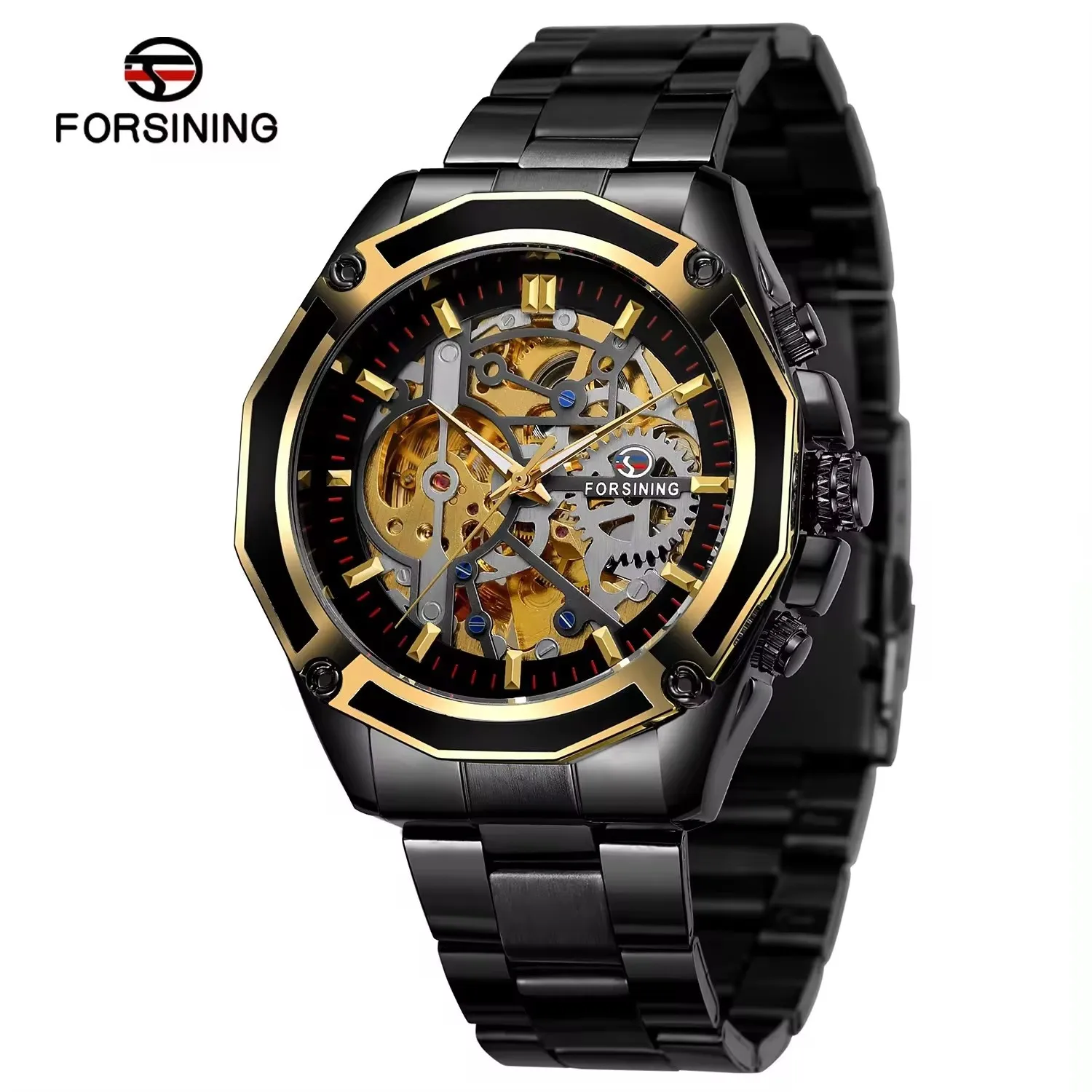 Fashion Forsining Top Brand Mens Casual Skeleton Automatic Mechanical ...