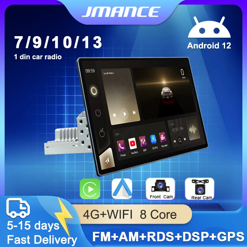 JMANCE 7/9/10/13inch 1Din Android 12 Auto Car Radio 128G Universal ...