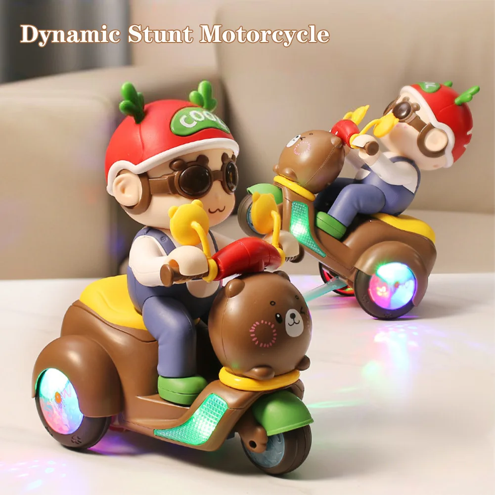 Cartoon-Bear-Stunt-Tricycle-Toy-360-Rotating-Stunt-Motorcycle-With ...