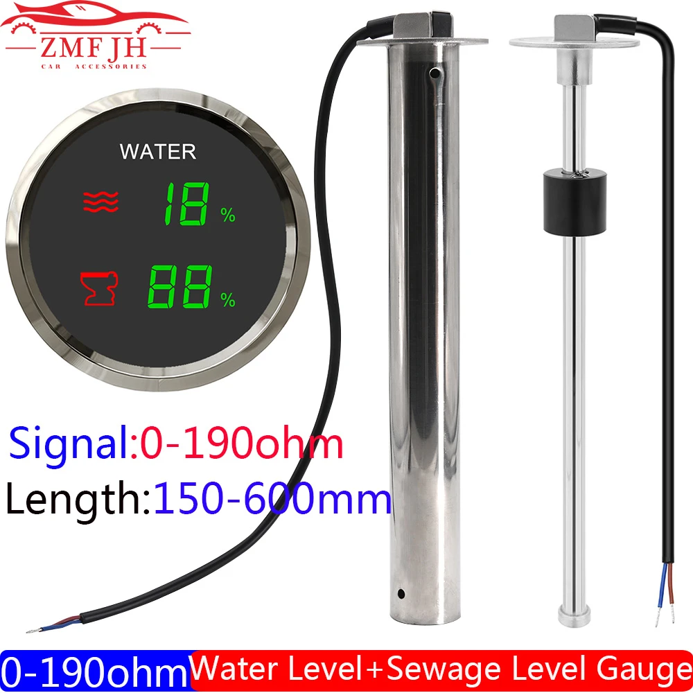 Digital Dual 52mm Gauge With Warning Water Level Meter+sewage Level Meter For Water Sewage Level ...