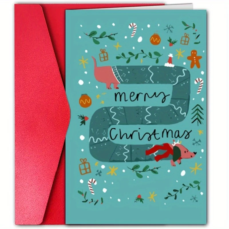 1pc, Happy Christmas Time Card, Merry and Bright Christmas Card ...