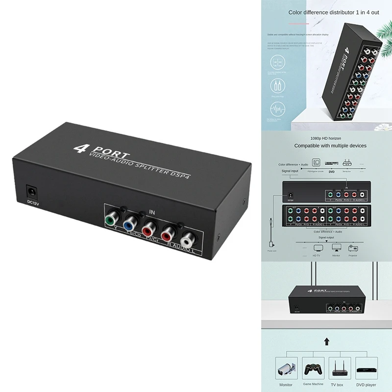 AV-Component-Video-Audio-Splitter-1-In-4-Out-4-Way-RCA-Ypbpr-Component ...