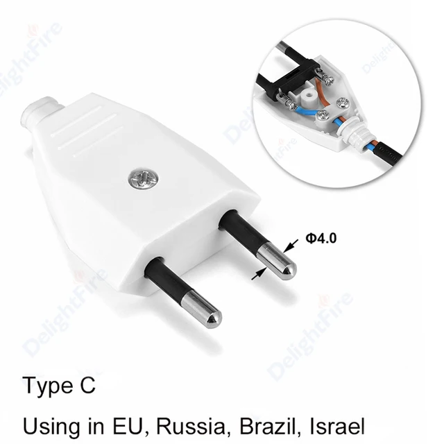 EU Plug Adapter Male Replacement Rewireable Schuko Socket AC Power ...