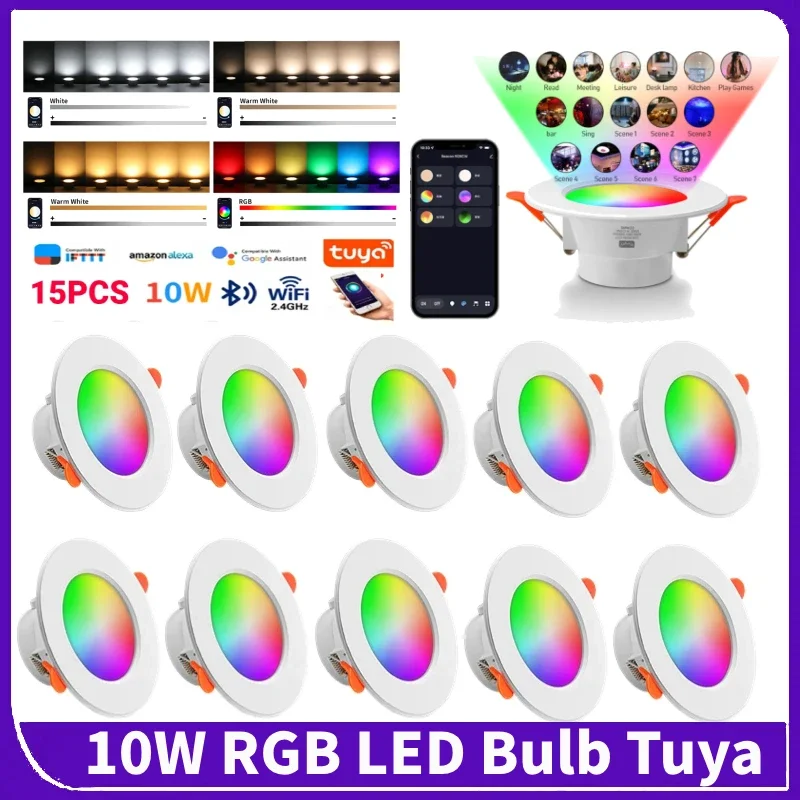 1-15PCS-LED-Downlight-TUYA-110-220V-Dimmable-Spot-Light-Recessed-Round ...