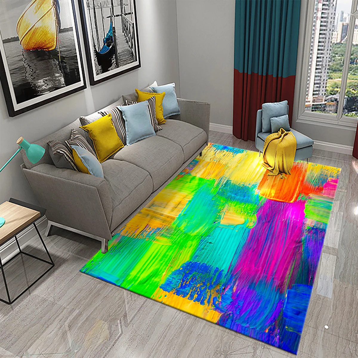 3D Color Ink Painting Carpet Abstract Graffiti Art Rug Modern Simple ...