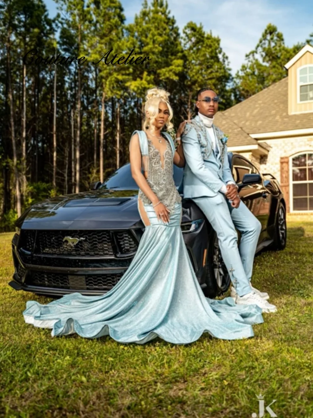 Sweety Sky Blue Rhinestones Prom Dress For Blackgirls Silver Mermaid ...