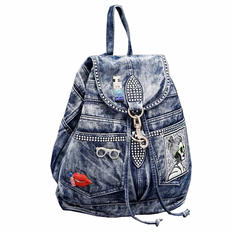 New-in-Fashion-Denim-Women-Casual-Backpack-Large-Capacity-Jeans ...