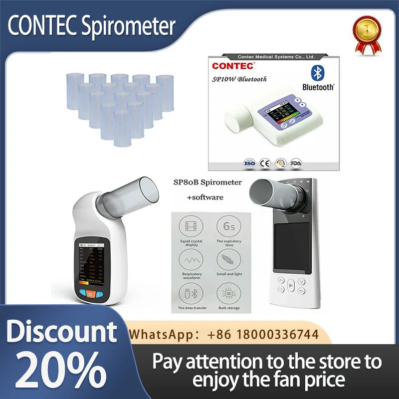 CONTEC Spirometer SP80B SP70B SP10 com Bluetooth e USB