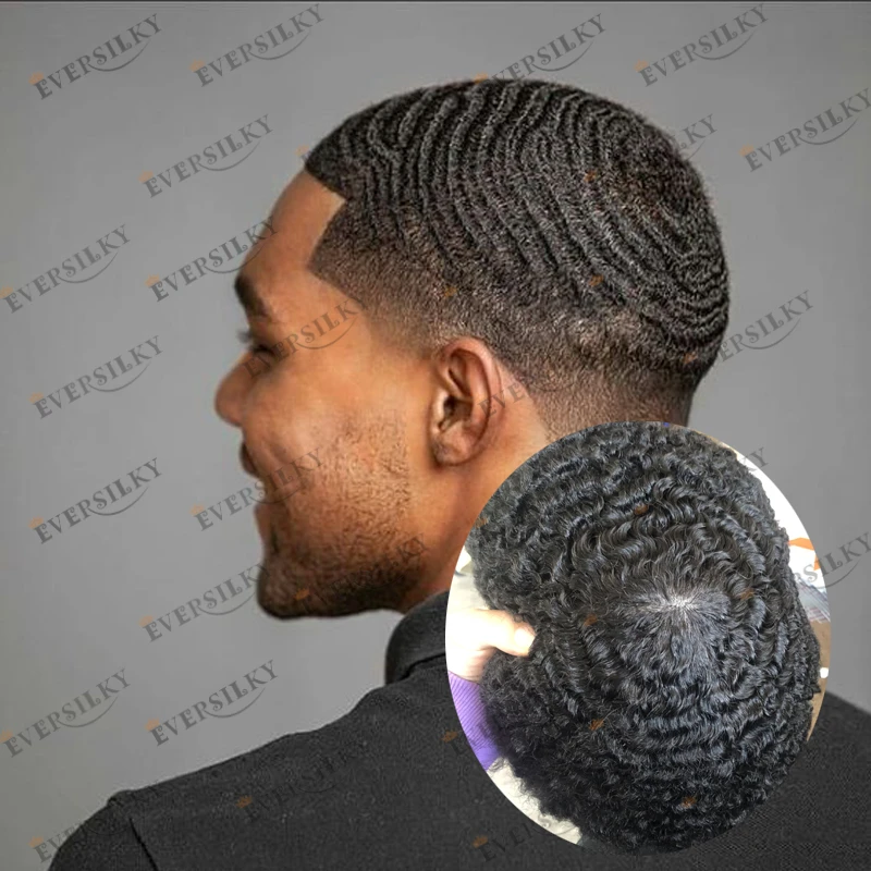 6mm 8mm 10mm Afro Wave Men's Toupee Skin Base Human Hair For Man ...