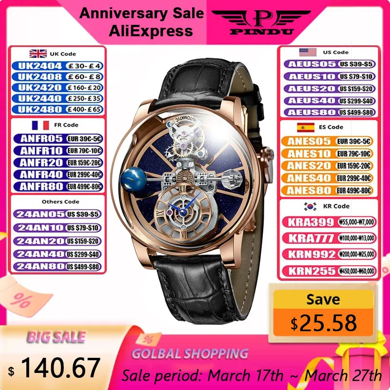 PDU-Design-Reloj-de-cuero-resistente-al-agua-para-hombre-cron-grafo-con ...