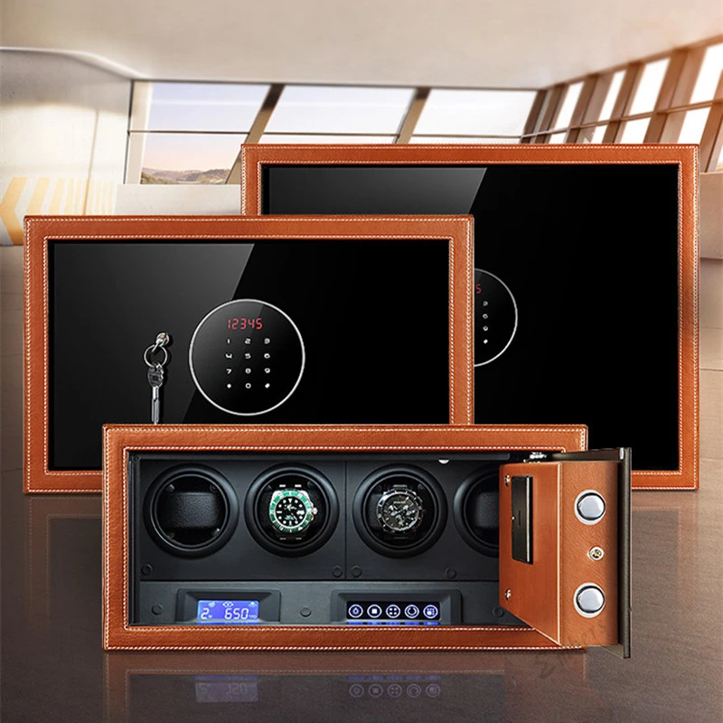 Automatic Watch Winder Safe Box Brown Watch Winding Box Strongbox Quiet ...