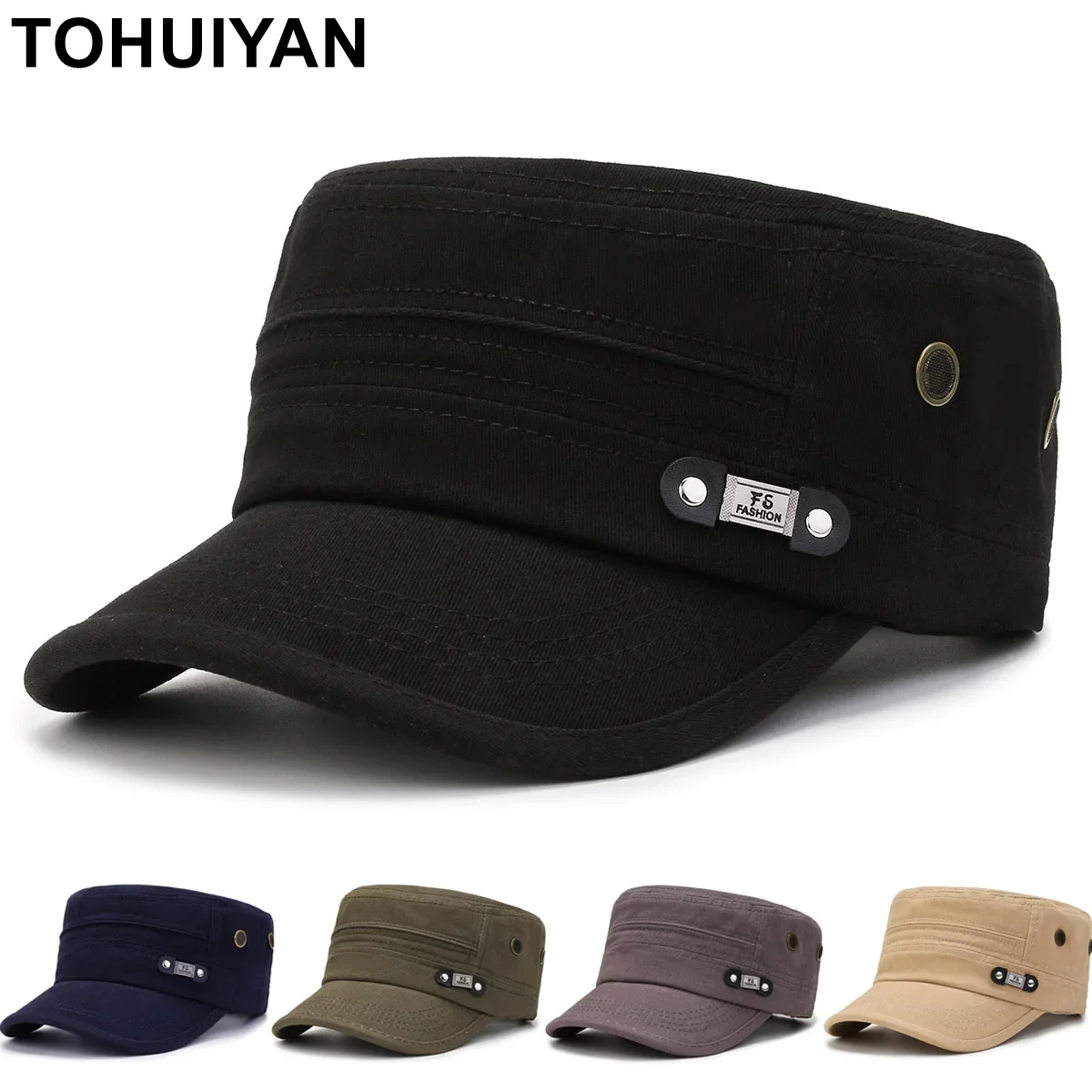 FS Fashion Military Caps for Men Washed Cotton Twill Cadet Army Hats ...