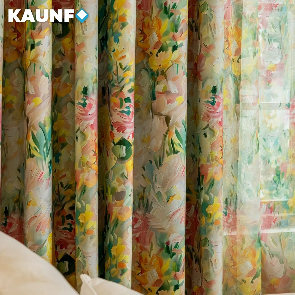 Modern Printed Curtains for Living Room Bedroom Flower Oil Painting ...