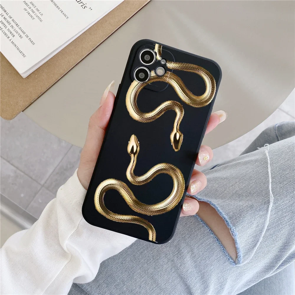 Luxurious Gold Snake Case for iPhone 15 14 13 12 11 Pro Max Mini X XR ...