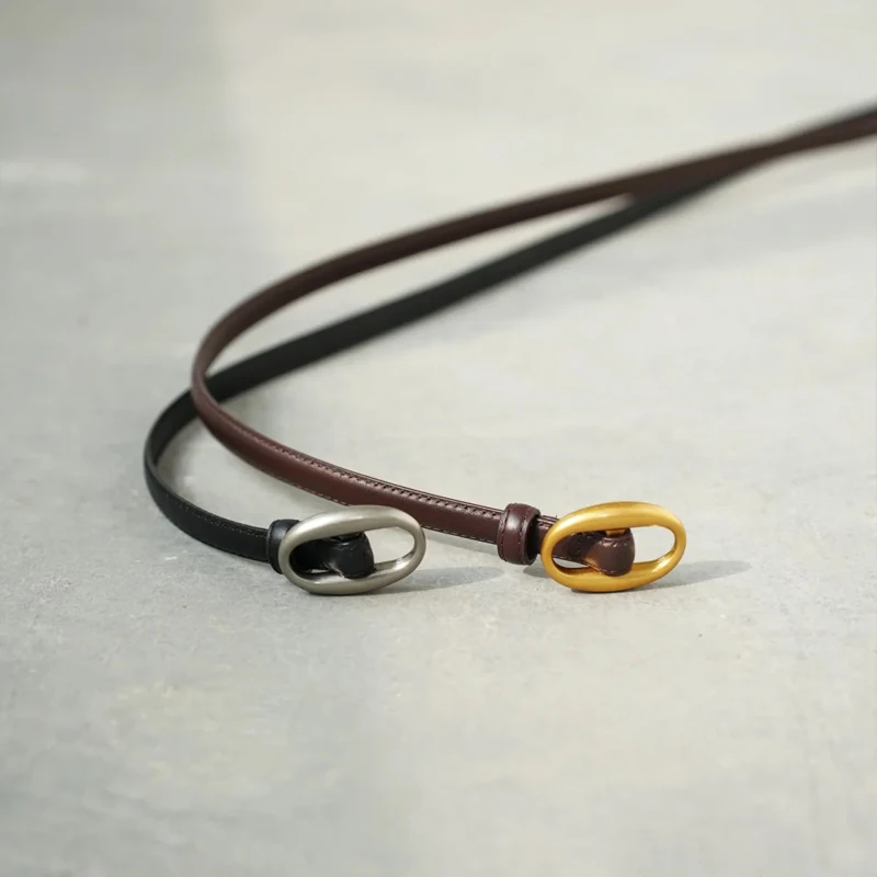Trend Women's Belt with Gold Buckle Fashion Casual Thin Belt Soft ...