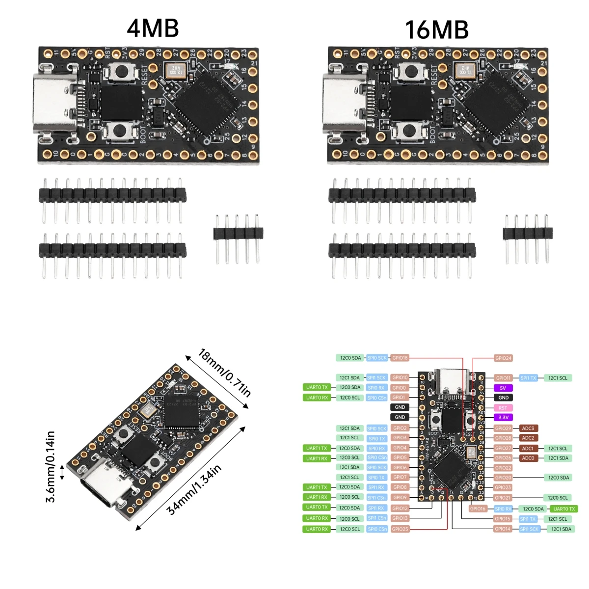 Pro-Micro-RP2040-Mini-Entwicklungs-board-Dual-Core-Entwicklungs-board ...