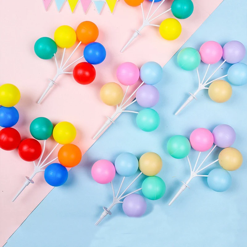 Macaron Colored Plastic Balloon String Plug-In Cake Decoration Happy ...