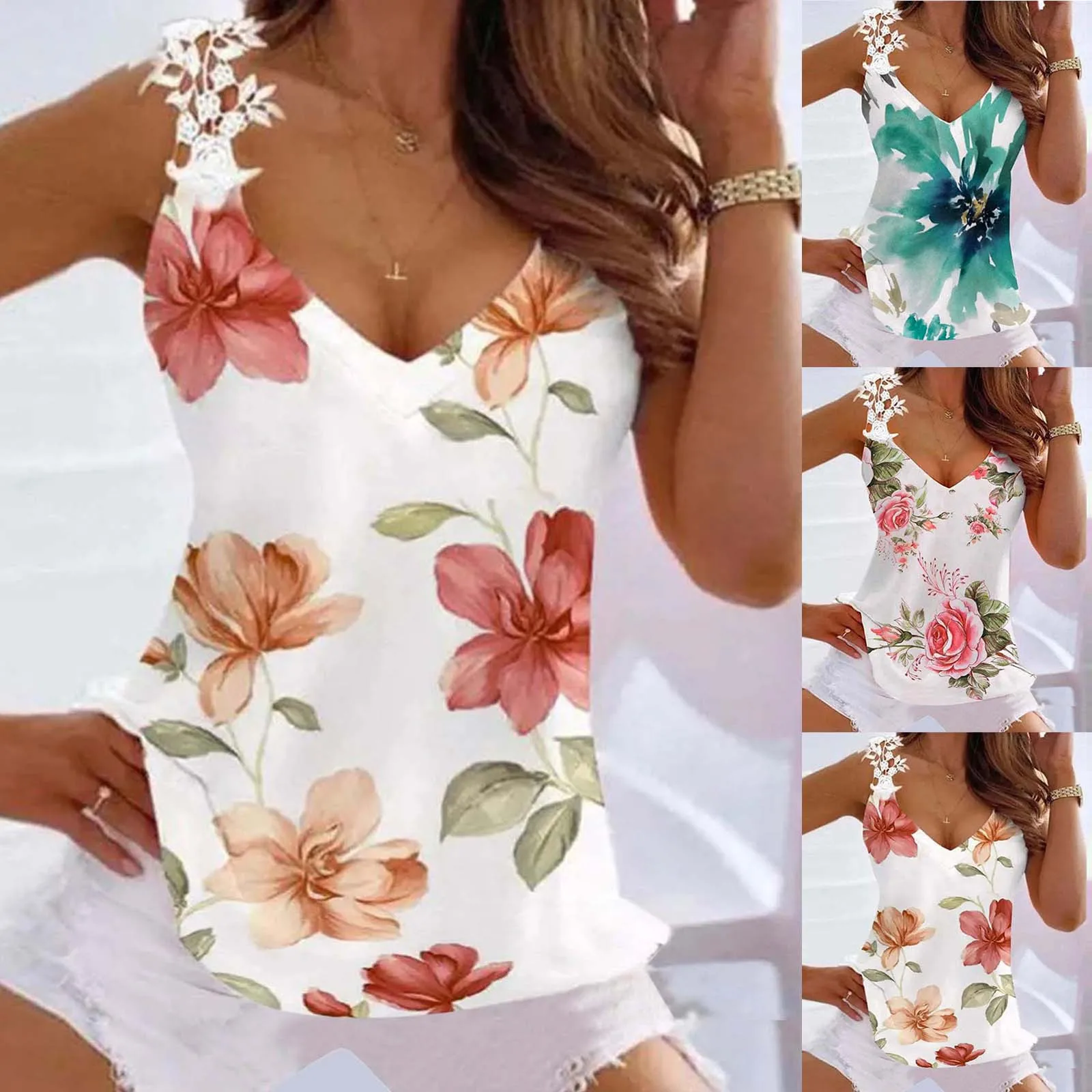 Sexy-Lace-Sling-Top-Women-Blouse-Fashion-Summer-Boho-Print-Beach ...