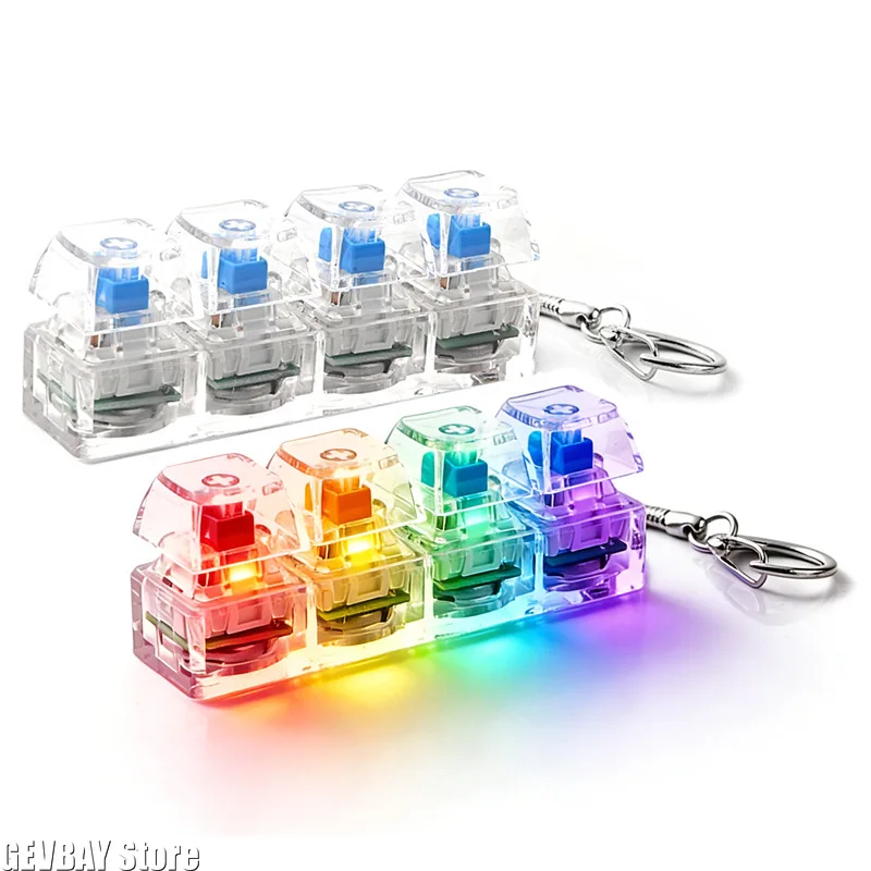 4-Button Fingertip Keyboard Keychain RGB Keyboard Fidget Toy with ...