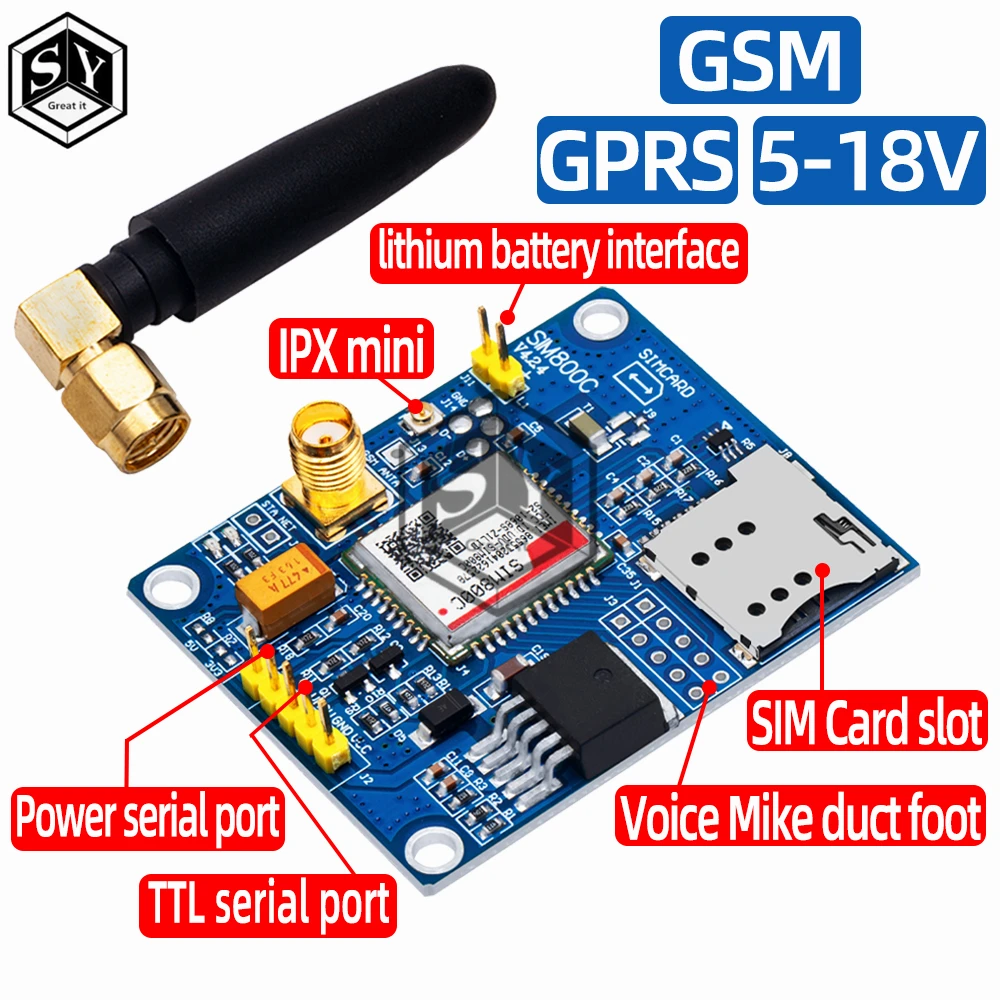 SIM800C-Development-Board-GSM-GPRS-Module-Support-Message-Bluetooth ...