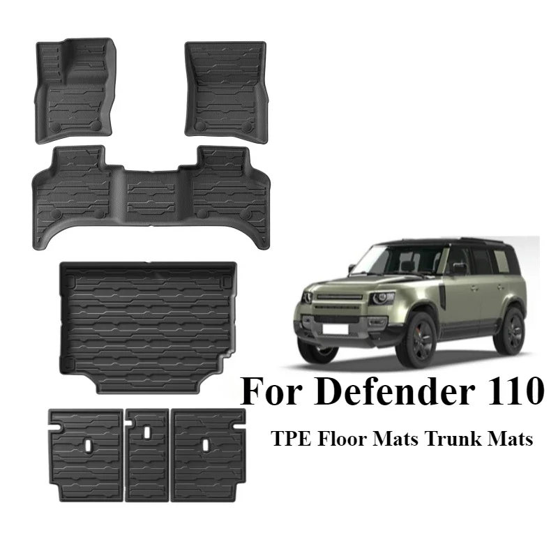 For Defender 110 2024-2020 TPE Floor Mats Trunk Mats All Weather Front ...