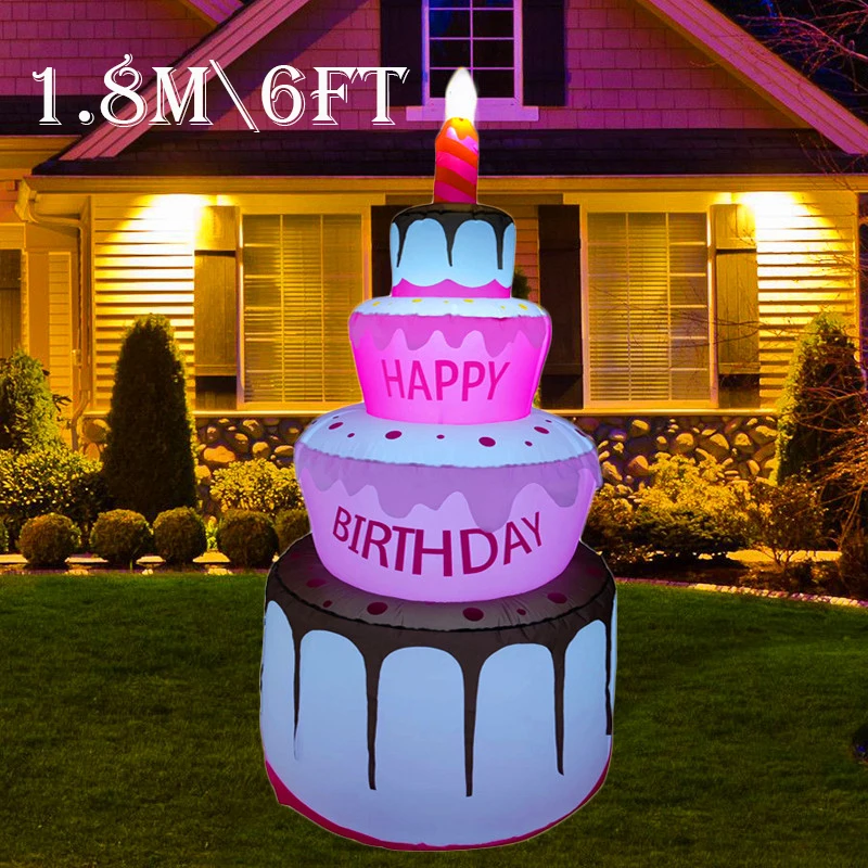 1-8M-6ft-Colorful-Cake-Inflatable-Decoration-Birthday-Cake-With-LED ...
