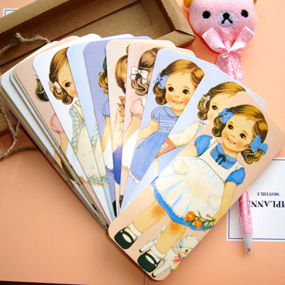 30pcs/lot New Girl Doll Mate Series Bookmark Set With Kraft Package ...