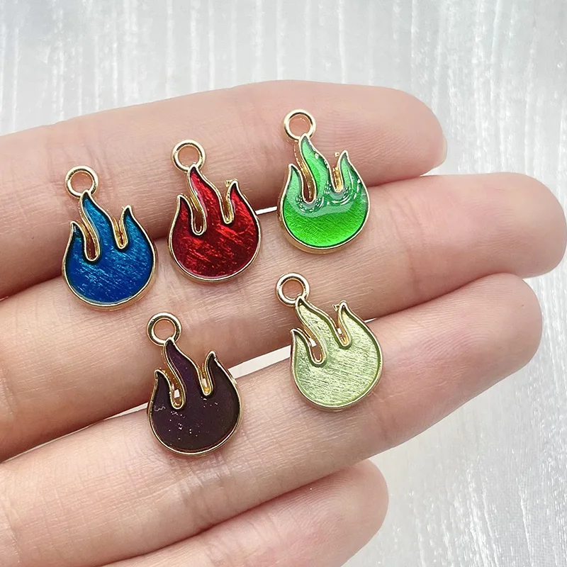 20Pcs-10-16mm-Mini-Colourful-Enamel-Flame-Fire-Pendants-Charms-For ...