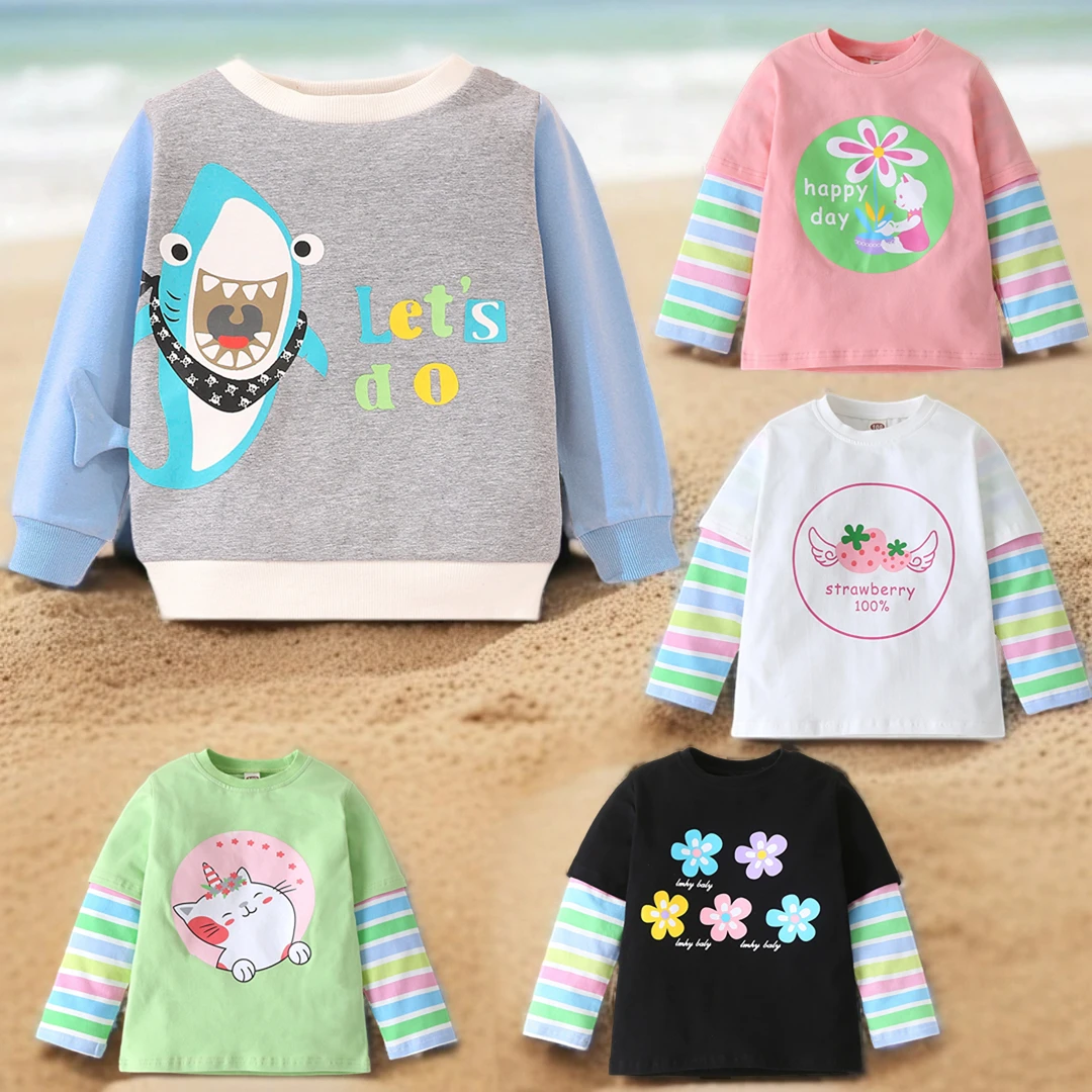 New Kids Girls Clothes Autumn Long Sleeve Fake Two Pieces Fashion ...