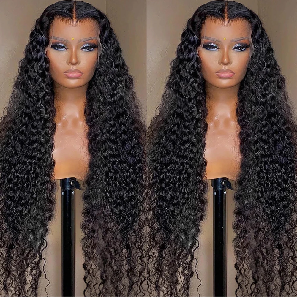 30 Inch Curly Lace Front Human Hair Wigs For Women Brazilian Loose Deep Wave 13x6 Lace Frontal ...
