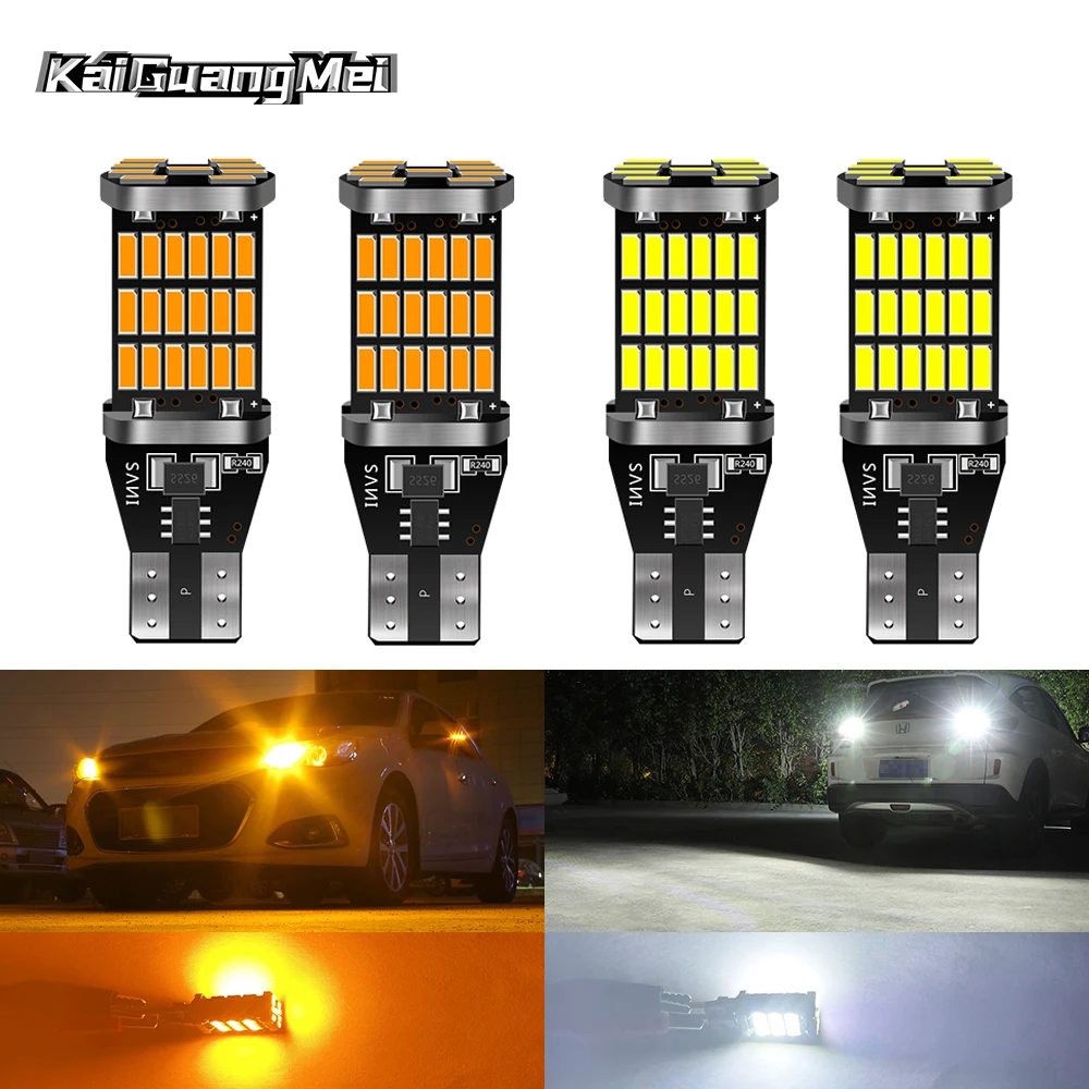 1PCS T15 led 전구 921 w16w t15 led 반전 빛 4014 45SMD 브레이크 라이트 턴 신호 LED 램프 ...