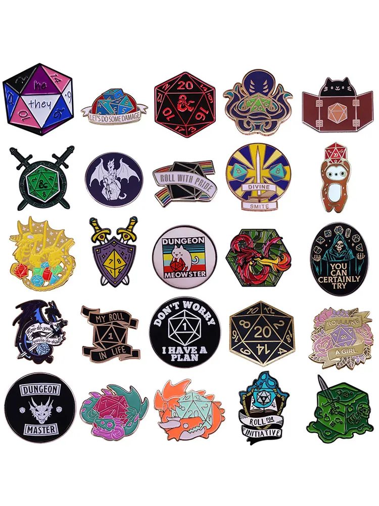 RPG-DnD-D20-juego-de-alfileres-esmaltados-juego-de-dados-colecci-n-de ...