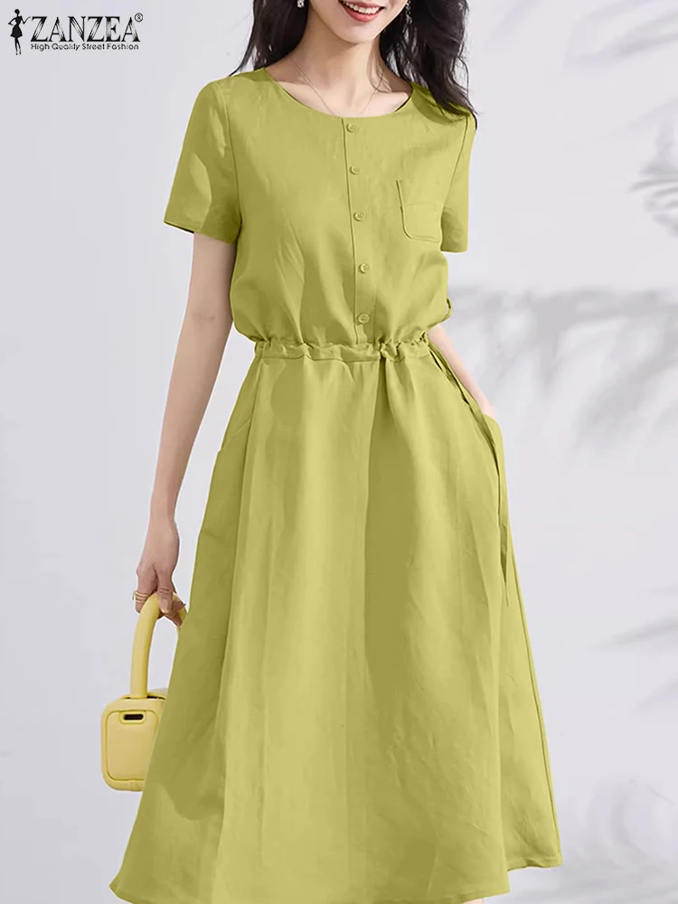 ZANZEA-2024-Summer-A-line-Loose-Dress-Women-Elegant-Casual-Party-Work ...