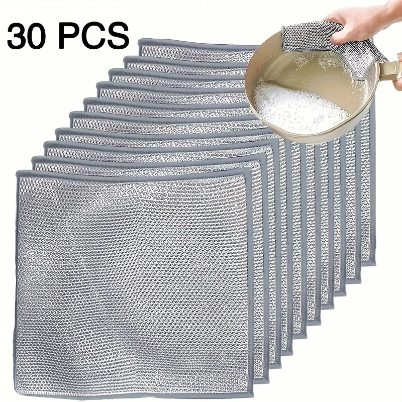 30PCS Double Layer Silver Fiber Kitchen Cloth - Microfiber Oil ...