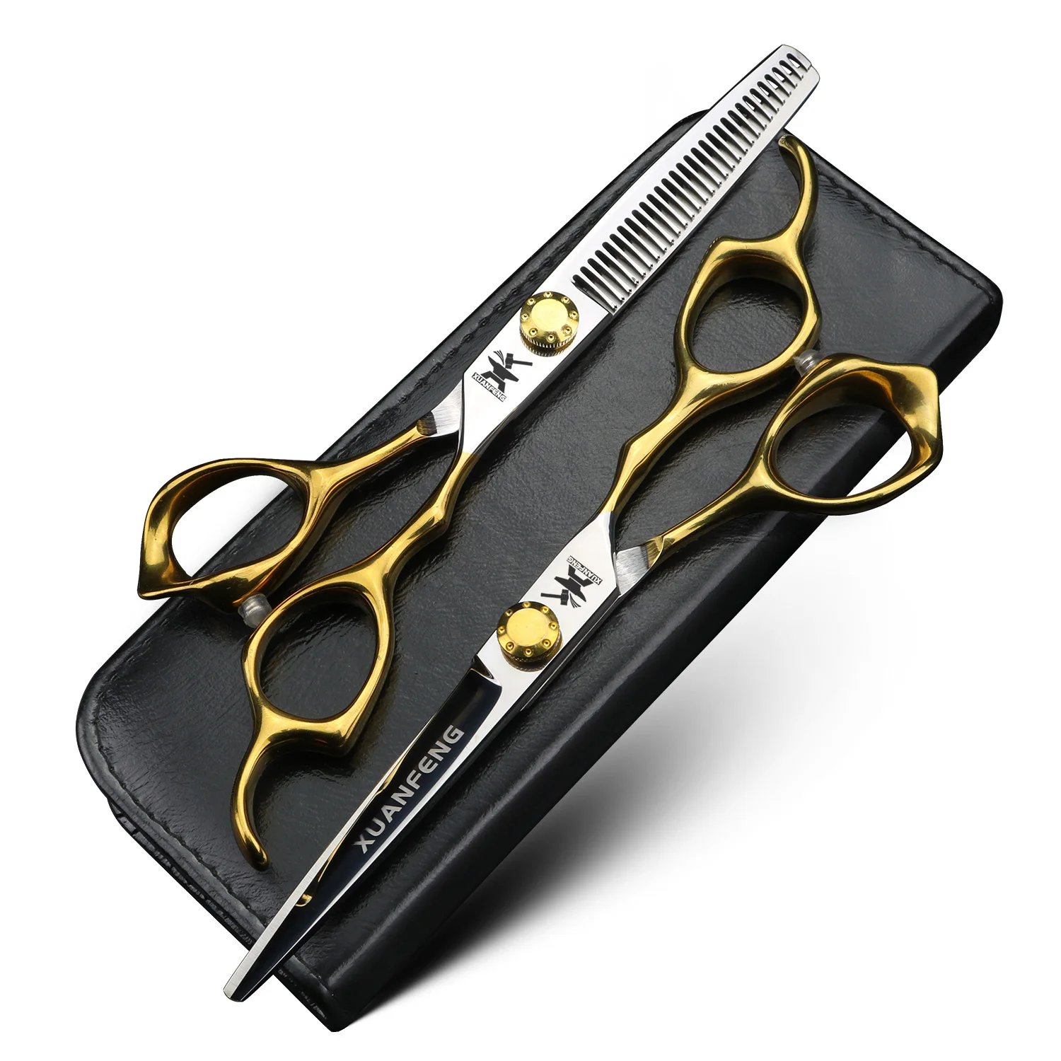 XUANFENG-Gold-Handle-Hair-Scissors-9cr18-Steel-Gold-Screws-6-inch ...