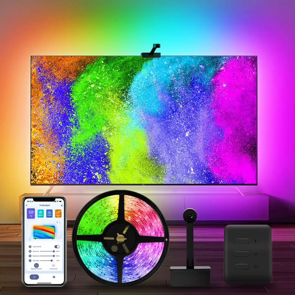 1 Set Smart Ambient Light Decorative APP/Voice Control Flame Retardant ...