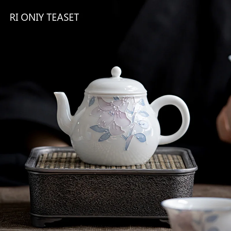 160ml Chinese Handmade Ceramic Teapots Hand-painted Flowers Pattern ...