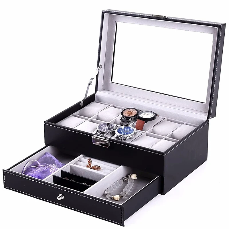 Double-Layers-Watch-Box-PU-Leather-Watch-Case-Holder-Organizer-With ...