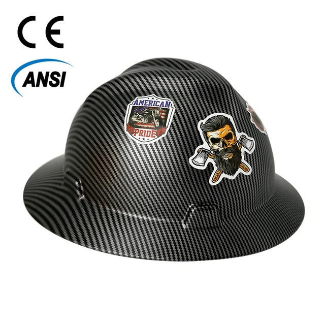 Full Brim Safety Helmet CE Hard Hat Stickers V Shape Construction Work ...