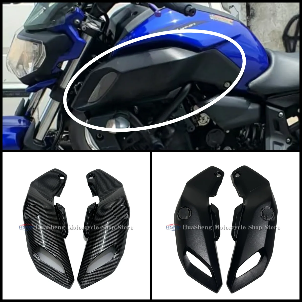 Motorcycle Tank Side Panel Air Intake Fairing Body Kit ABS Plastic ...