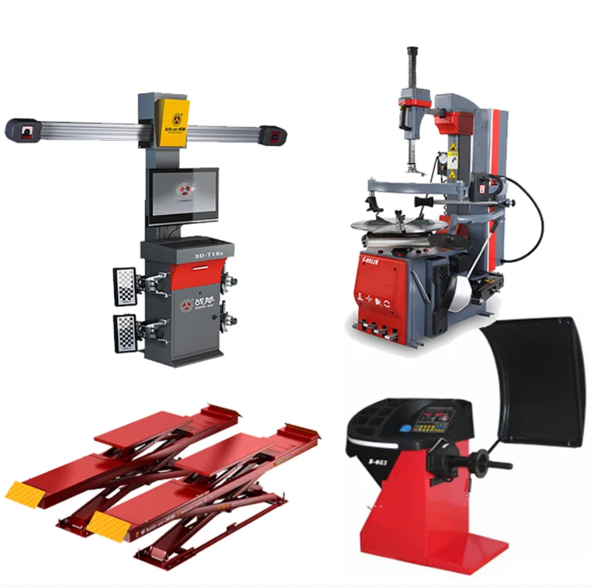 3d-wheel-alignment-machine-scissor-lift-tire-changer-and-balancer-combo ...