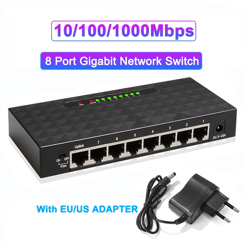 5-8-Port-10-100-1000Mbps-Gigabit-Switch-Network-Switch-LAN-Ethernet ...