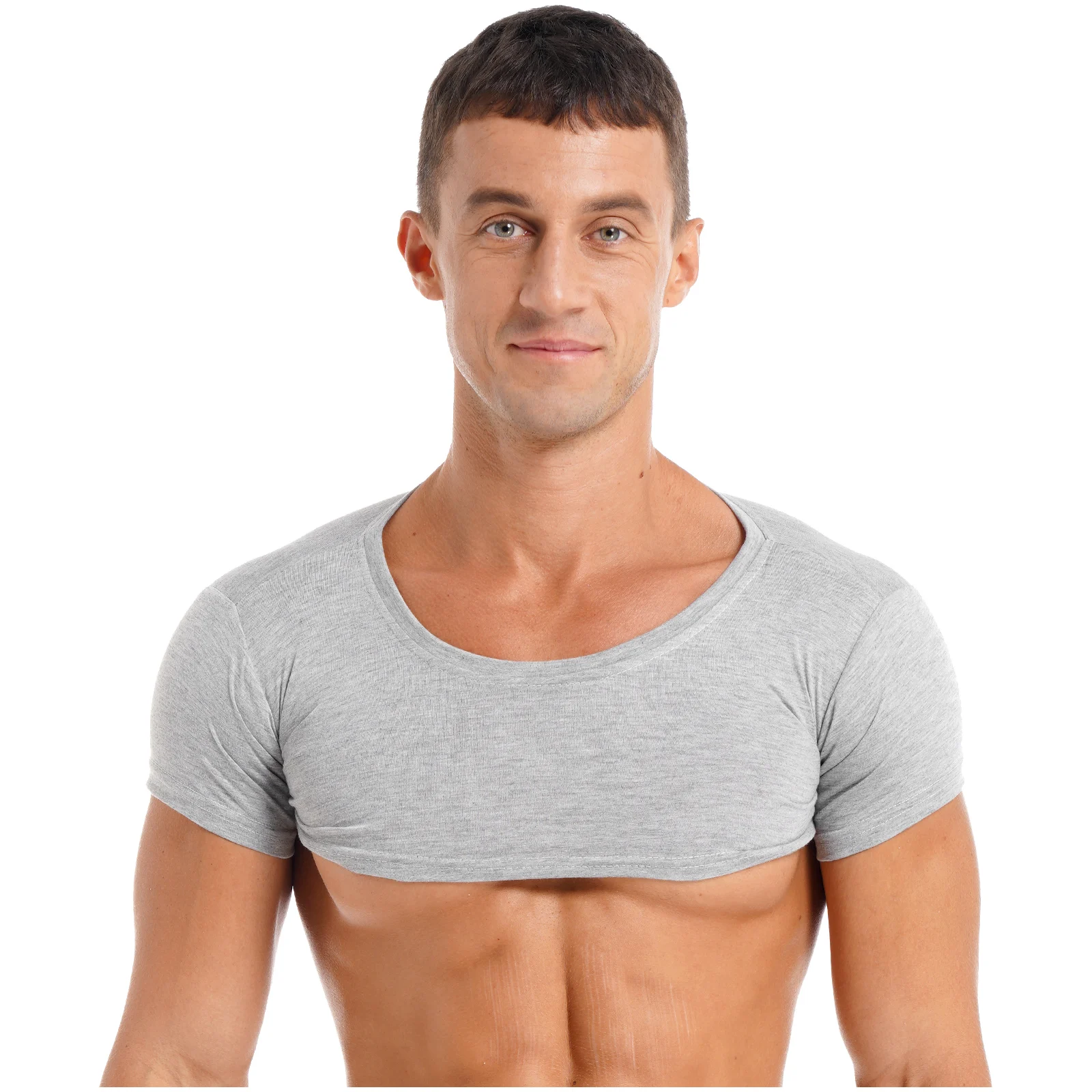 Men Sport Fitness Top Breathable Stretchy Mini Short Crop Top Party ...