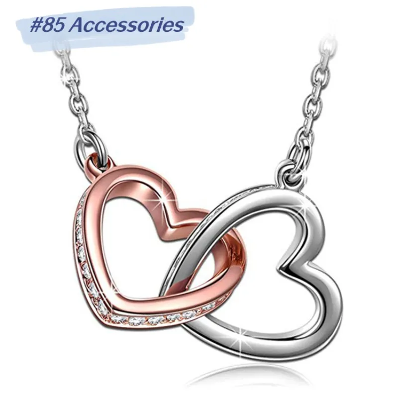 Valentine-s-Gift-Double-Love-Heart-Necklaces-With-Zircon-Pendant-14K ...