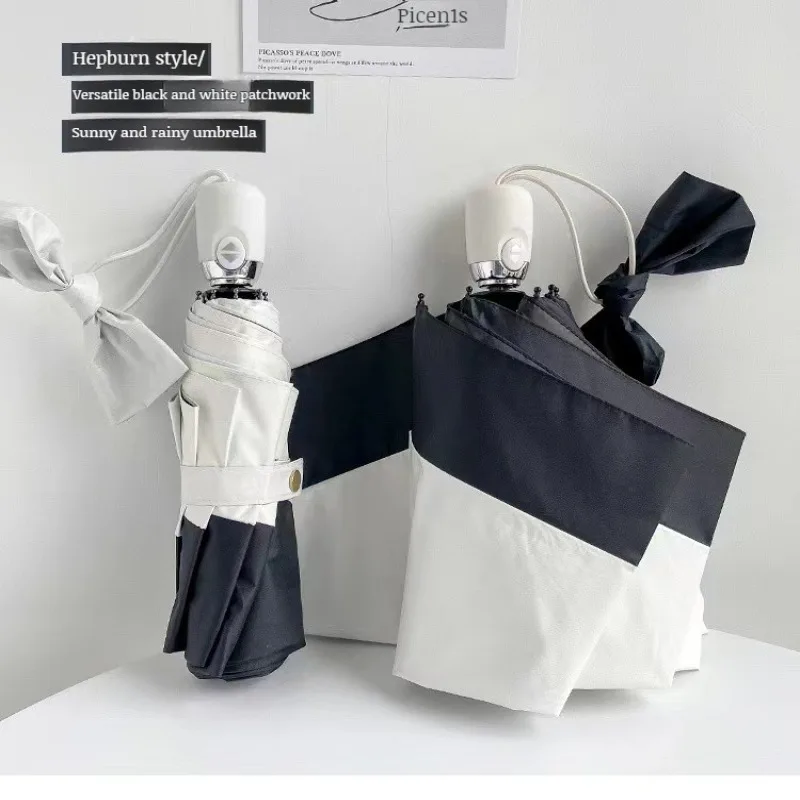 Fully-automatic-folding-black-plastic-umbrella-with-edge-sun-protection ...