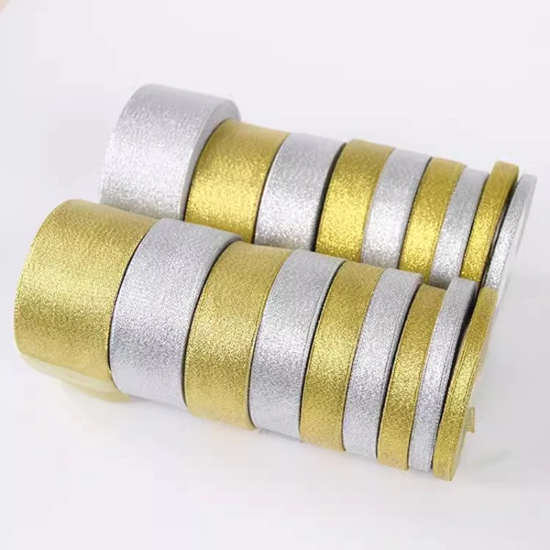 25-Yards-Roll-Gold-Silver-Glitter-Metallic-Ribbon-DIY-Handmade-Crafts ...
